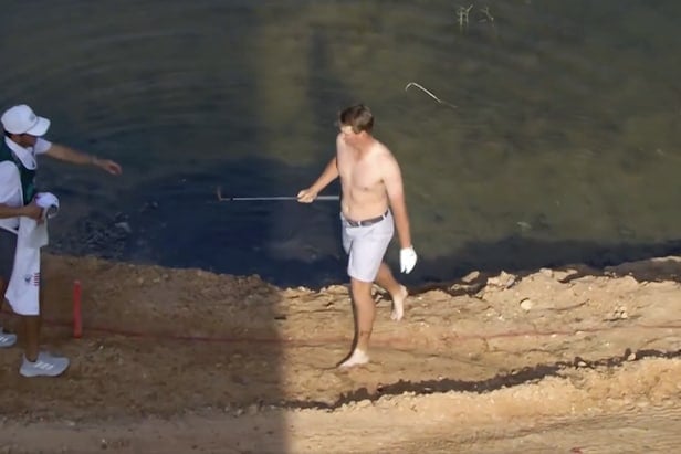 Caleb Surratt shows off all-time golfer’s tan with shirtless, shoeless ...